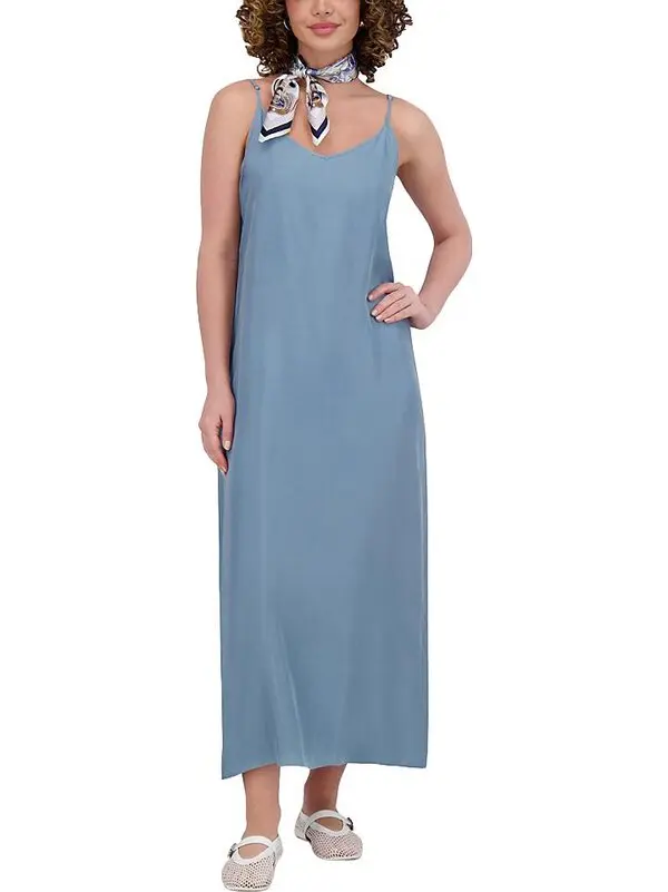 POINT Brushed A-line Slip Dress - Blue