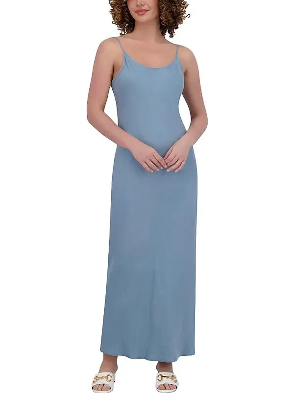 POINT Brushed Straight Slip Dress - Blue