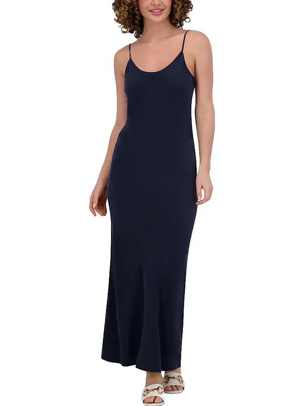 POINT Brushed Straight Slip Dress - Navy