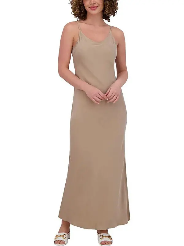 POINT Brushed Straight Slip Dress - Sand