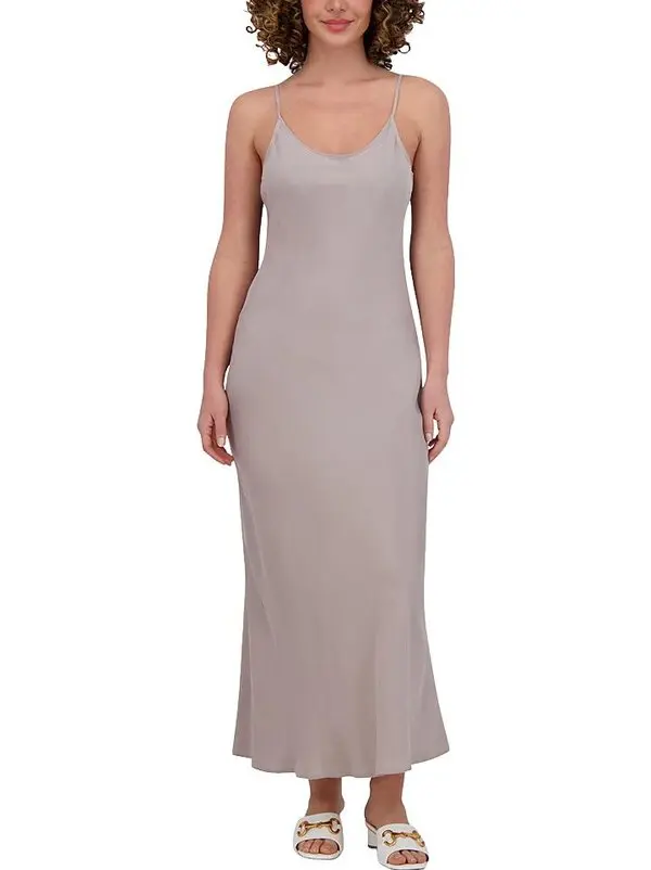 POINT Brushed Straight Slip Dress - Stone