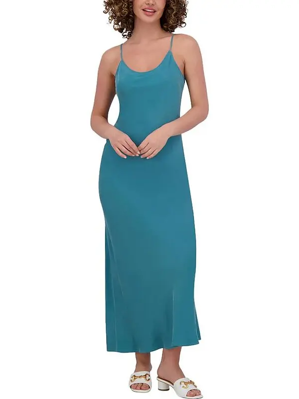 POINT Brushed Straight Slip Dress - Teal