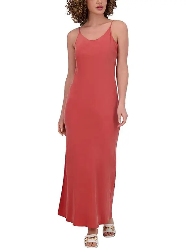 POINT Brushed Straight Slip Dress - Terracotta