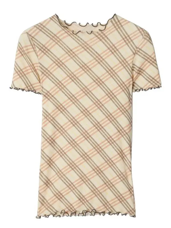 Burberry Check Stretch Cotton T-shirt - Teacup