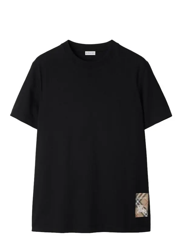 Burberry Check Label Cotton T-shirt - Black