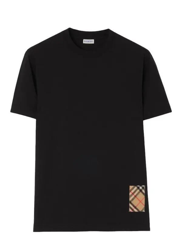 Burberry Check Label Cotton T-shirt - Black