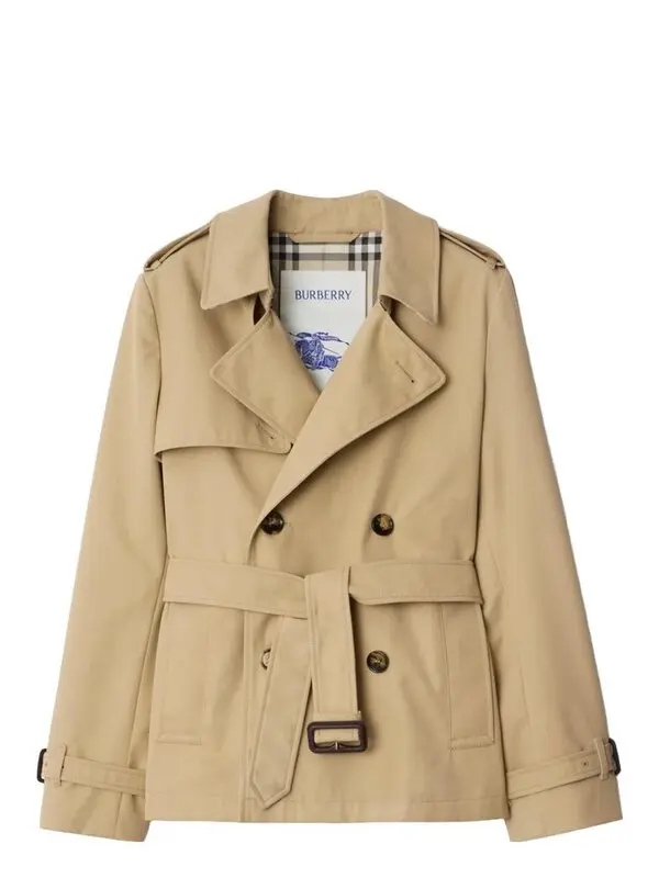 Burberry Cotton Blend Trench Jacket - Beige