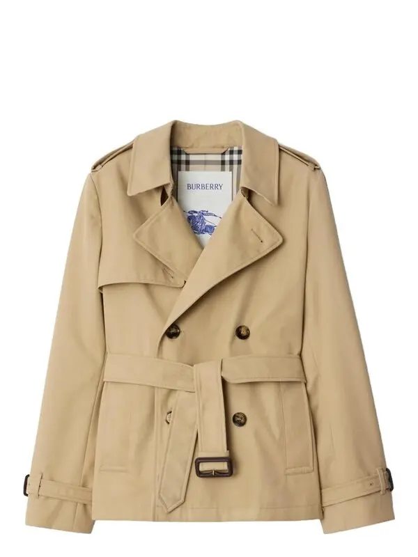 Burberry Cotton Blend Trench Jacket - Beige
