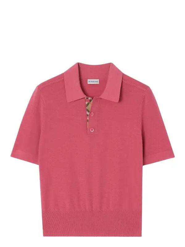 Burberry Wool Knit Polo Shirt - Mauvewood Pink