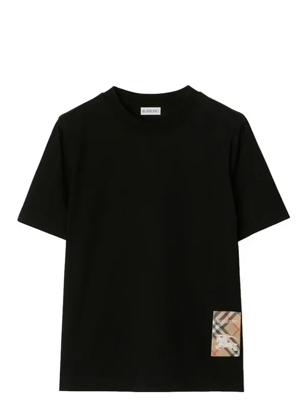 Burberry Check Label Cotton T-shirt - Black