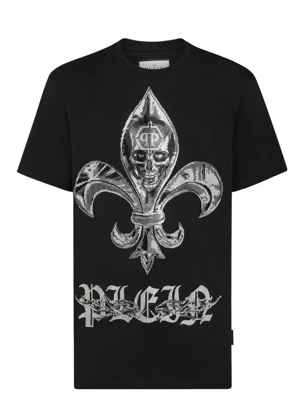 Philipp Plein Chrome-print Round-neck T-shirt - Black