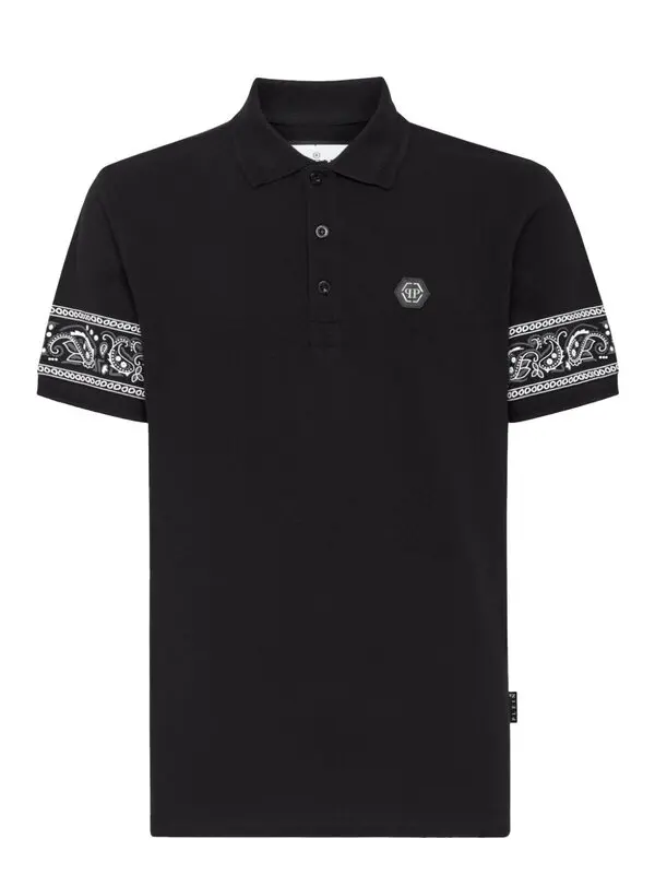 Philipp Plein Paisley Gothic Plein Polo Shirt - Black