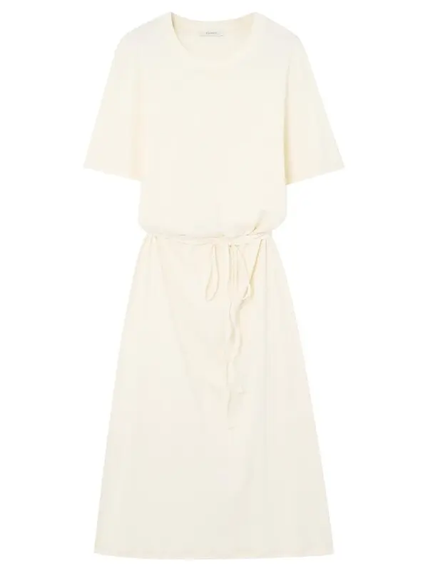 LEMAIRE Belted Cotton-jersey Midi Dress - Neutrals