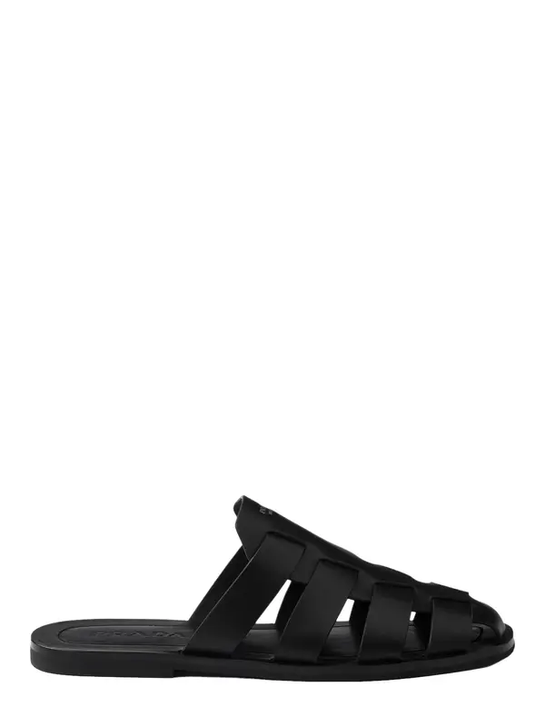 Prada Leather Fisherman Mules - Black