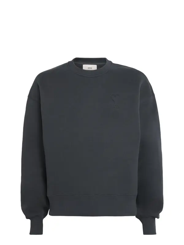 AMI Paris De Coeur Cotton Sweatshirt - Black