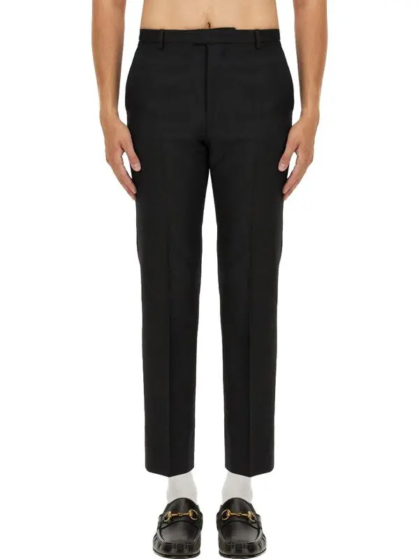 Gucci Wool Blend Twill Trousers - Black