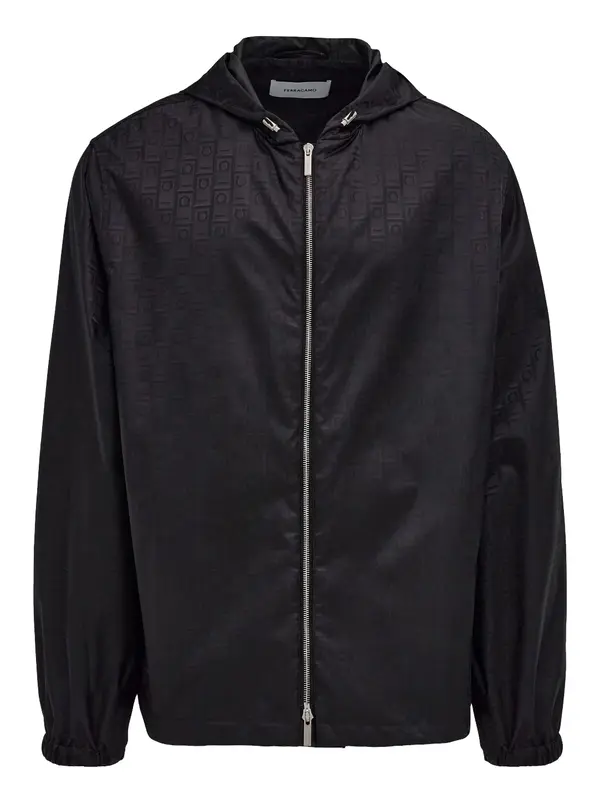 FERRAGAMO Monogram Windbreaker - Black