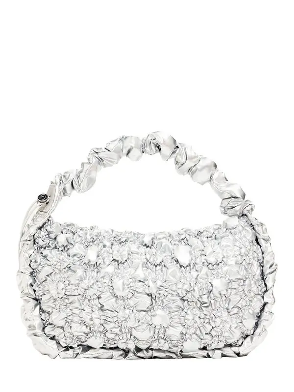Desigual Flossy Quilted Satin Shoulder Bag - Silver
