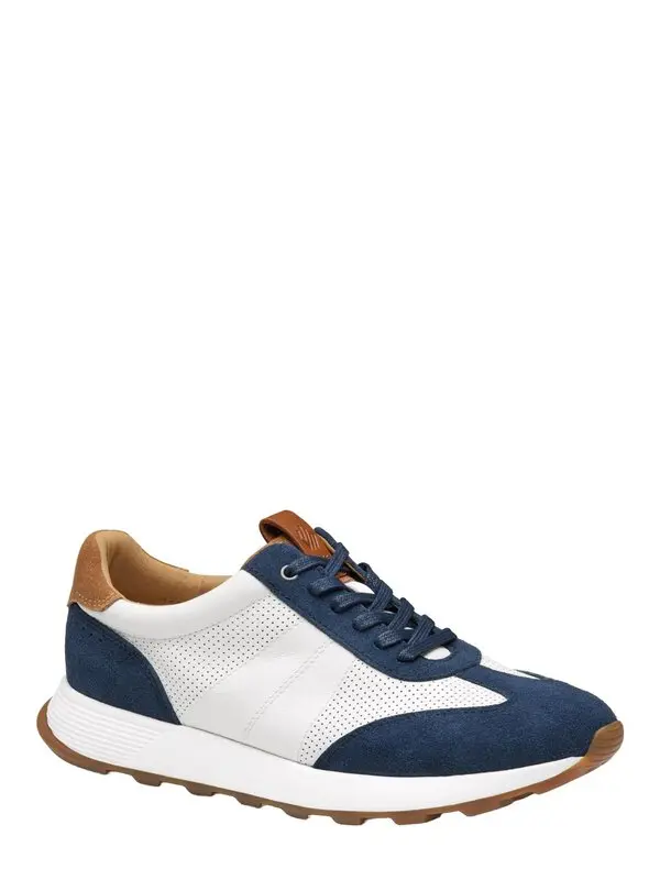Johnston & Murphy Kinnon T-toe Sneakers - Navy Suede/ White Full Grain