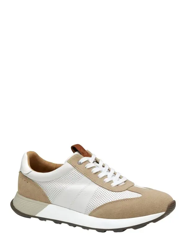 Johnston & Murphy Kinnon T-toe Sneakers - Sand Suede/ White Full Grain