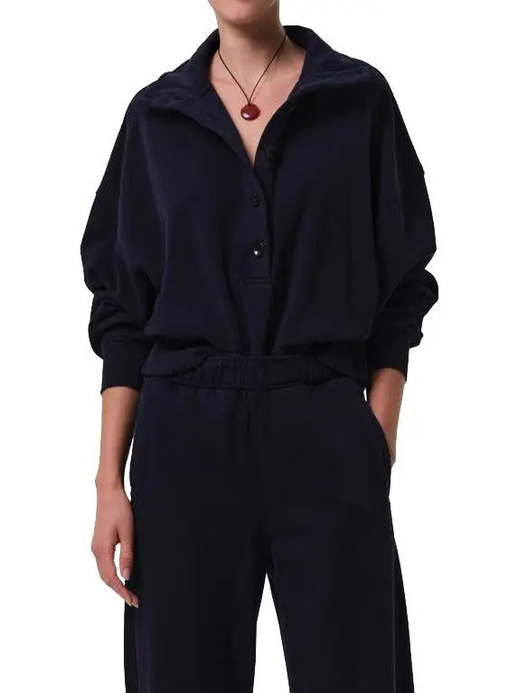 Citizens Of Humanity Mirelle Oversize Henley Sweatshirt - Navy