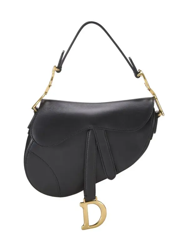 Dior Leather Calfskin Saddle Bag - Black