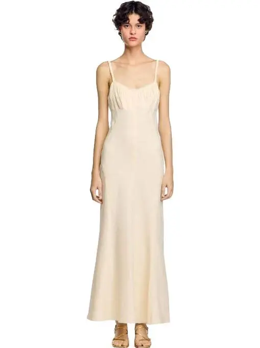 Sandro Maxi Dress With Straps - Ecru
