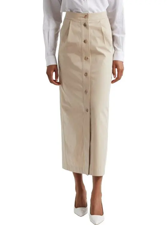 Emporio Armani Stretch Cotton Maxi Skirt - Beige