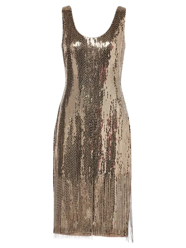 Ralph Lauren Dolley Embellished Midi Dress - Metallic