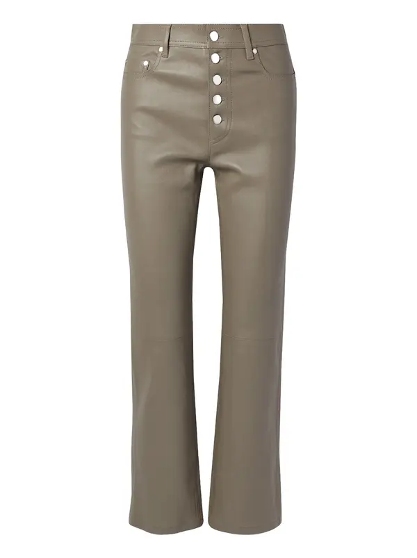 JOSEPH Den Cropped Leather Pants - Neutrals
