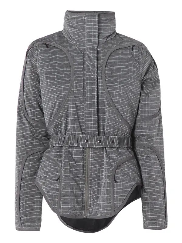 Alexander McQueen Long Now Padded Matelassé Checked Shell Jacket - Gray