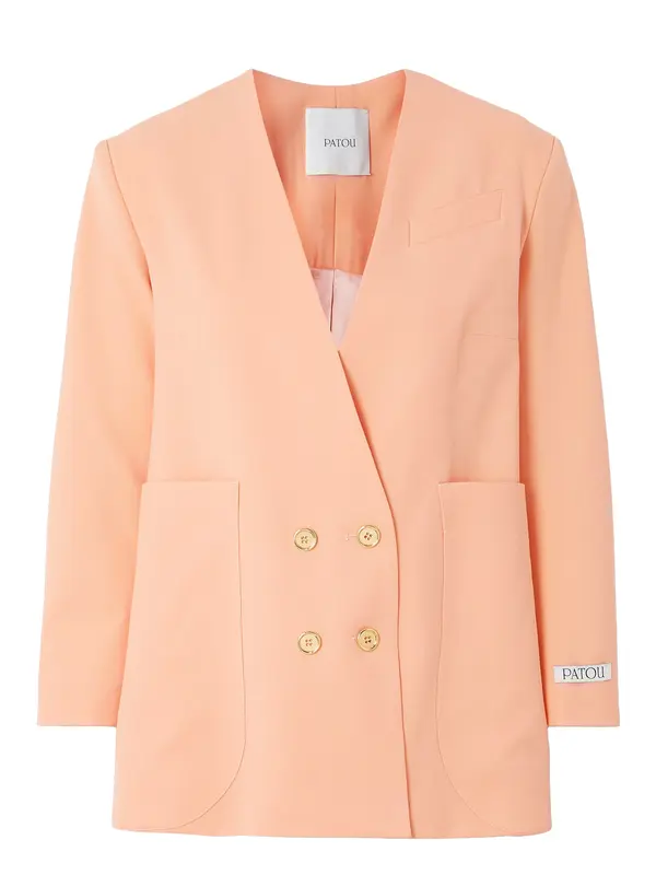 PATOU Double-breasted Wool-blend Twill Blazer - Orange