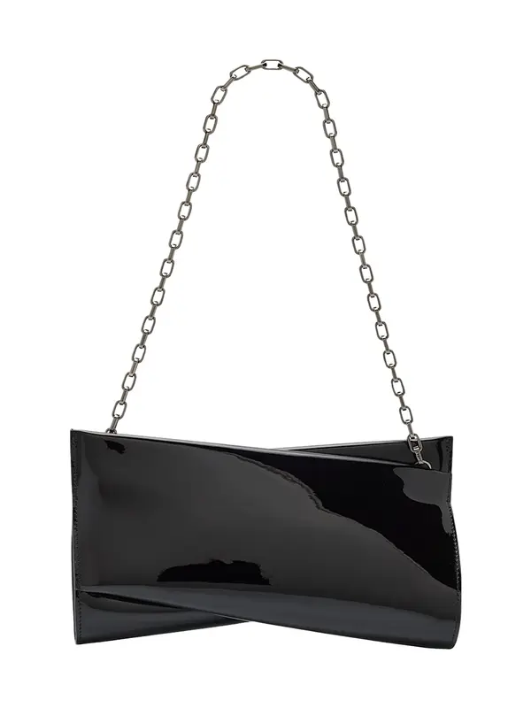 CHRISTIAN LOUBOUTIN Loubitwist Small Clutch Bag In Patent Leather - Black