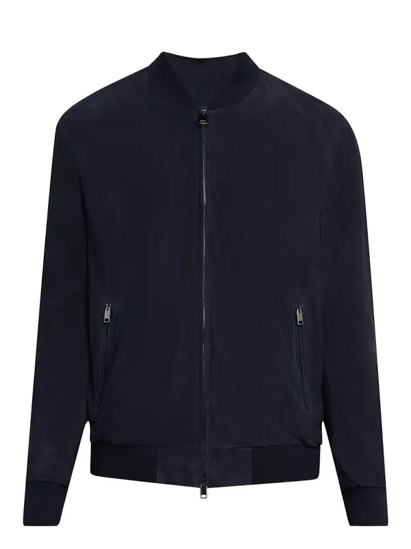 Brioni Perforated Suede Bomber Jacket - Midnight B