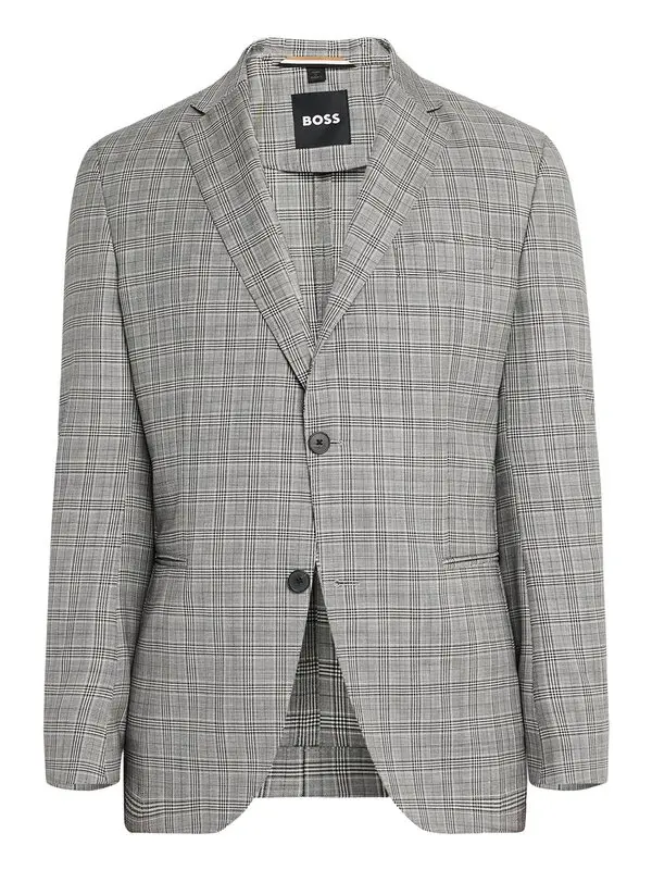 BOSS Wool Houndstooth Plaid Sport Coat - Black