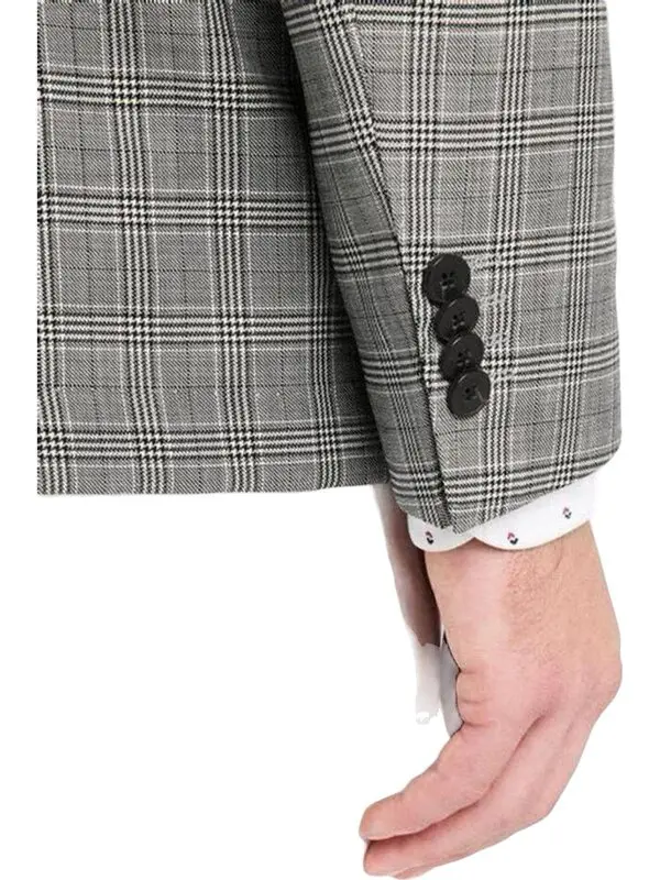 BOSS Wool Houndstooth Plaid Sport Coat - Black