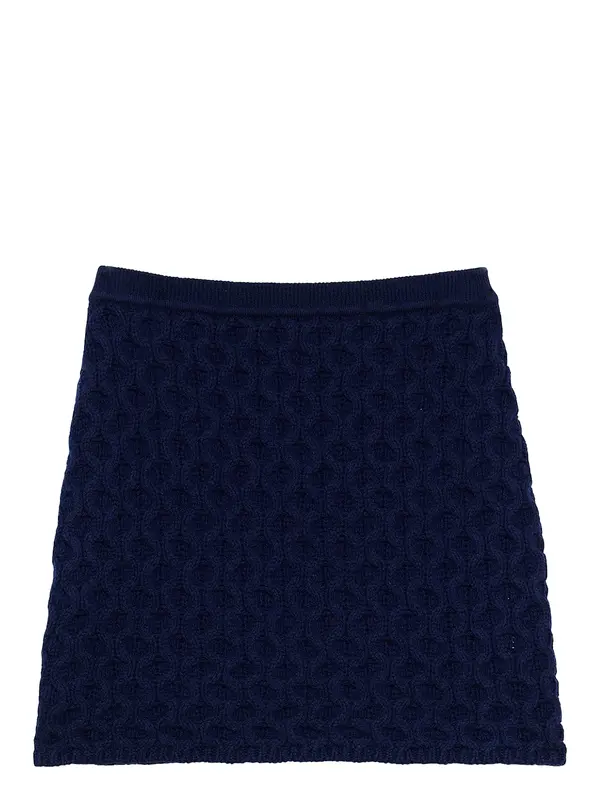 Theory Cable-knit Felted Wool-cashmere Mini Skirt - Dk Denim