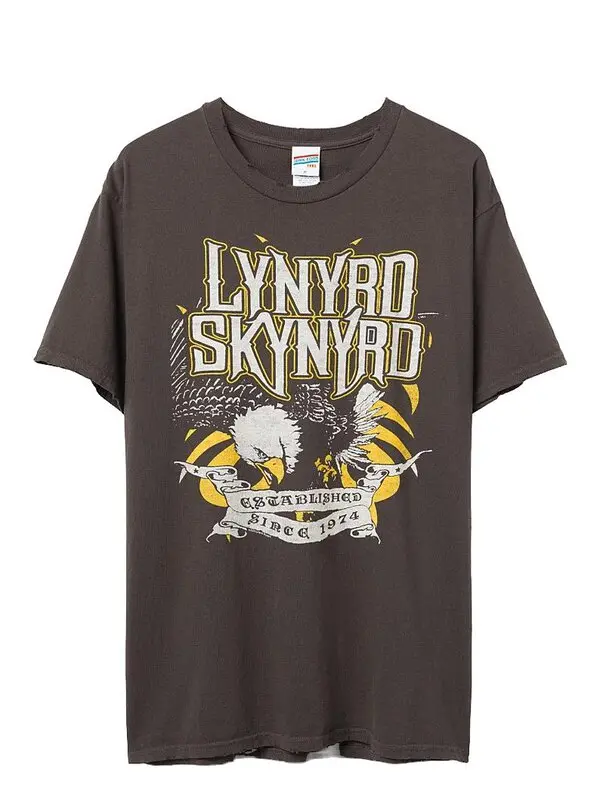 Junk Food Clothing Lynyrd Skynyrd Since 1974 Flea Market Tee - Coffee