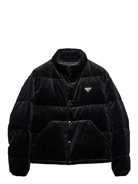 Prada Funnel-neck Corduroy Jacket - Black