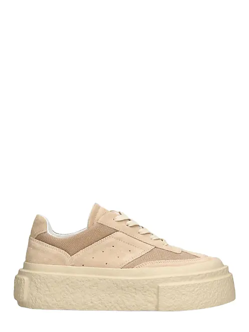 MAISON MARGIELA Logo-embossed Leather Low-top Trainers - Beige