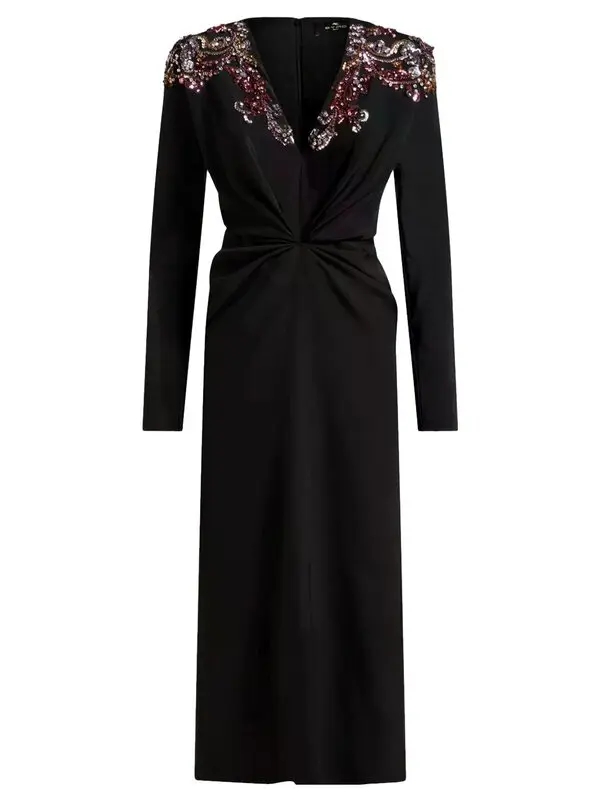 Etro Embroidered Silk Dress - Black