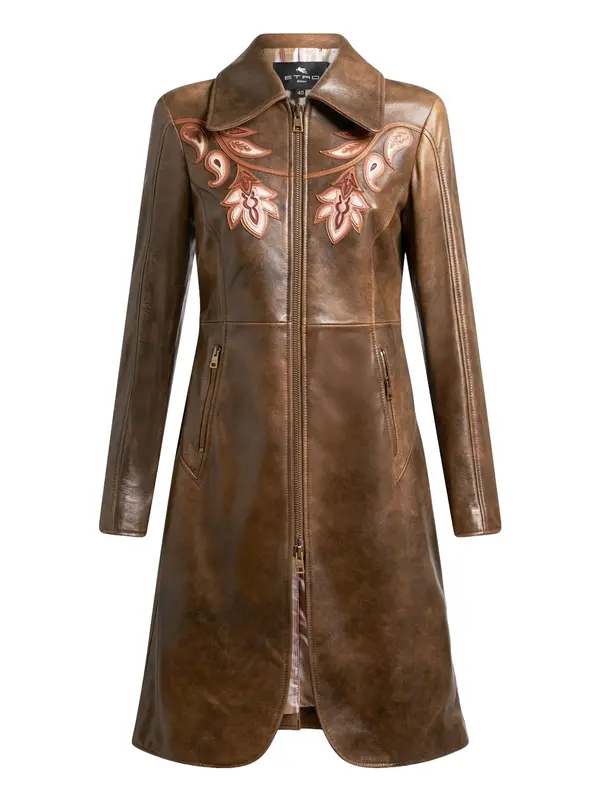 Etro Leather Coat - Brown
