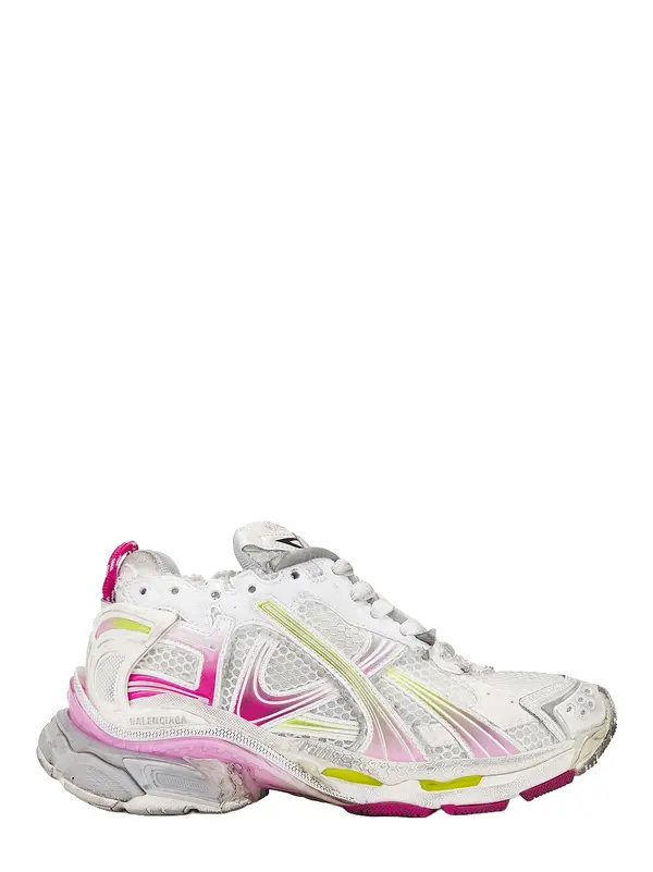 Balenciaga Runner Gradient Sneakers - White  Pink  Grey  & Fluo Yellow