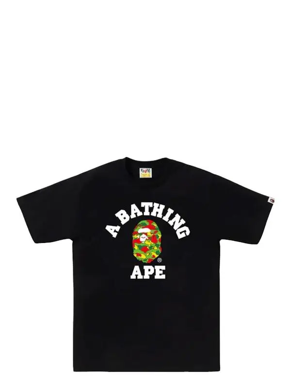 A BATHING APE Sta Camo College C Tee Shirt - Black