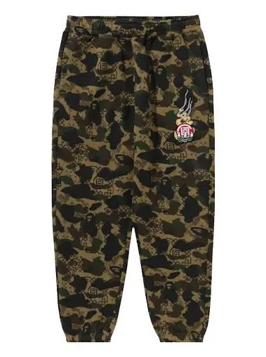 A BATHING APE X Clot Camo Logo Sweat Pants - Olive