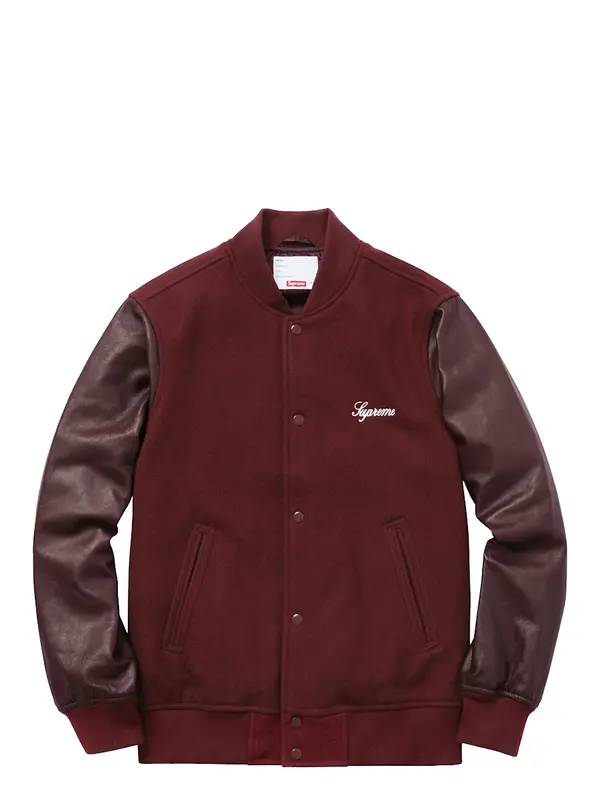 Supreme Crew Varsity Jacket - Burgundy