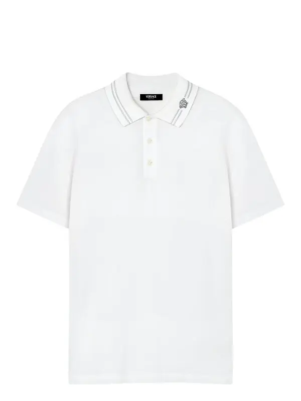 Versace Medusa-embroidered Polo Shirt - White