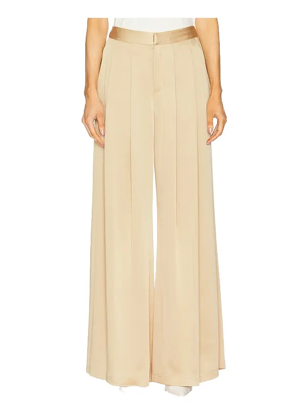 L'Agence Aubrie Mid-rise Wide Leg Pants - Latte