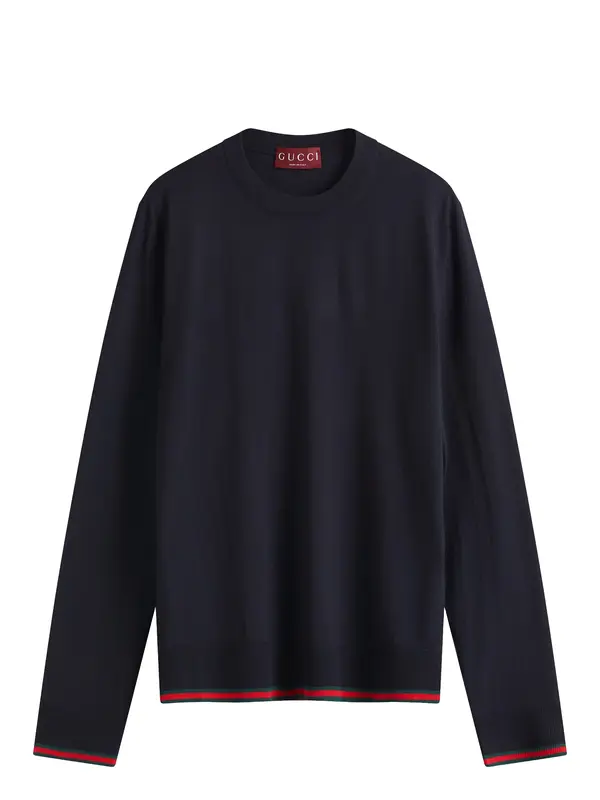Gucci Fine Gauge Wool Crewneck Knit - Ink/green/red