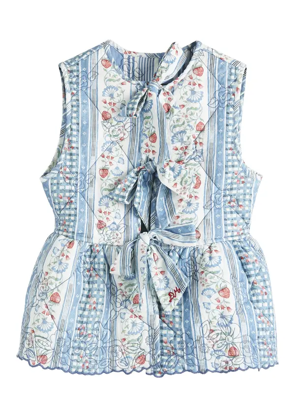 DAMSON MADDER Catrin Reversible Floral Gilet - Blue